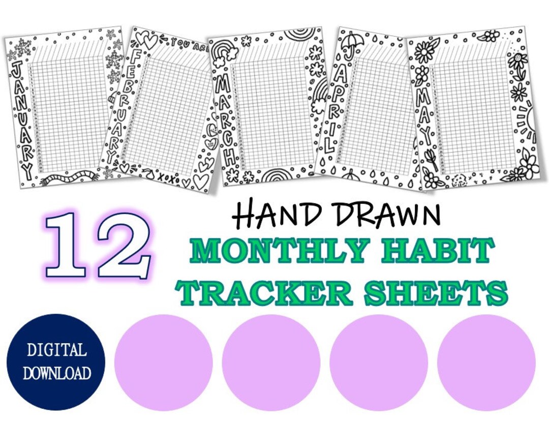 Hand-drawn Monthly Habit Tracker Sheets: Goal Setting (digital Download ...