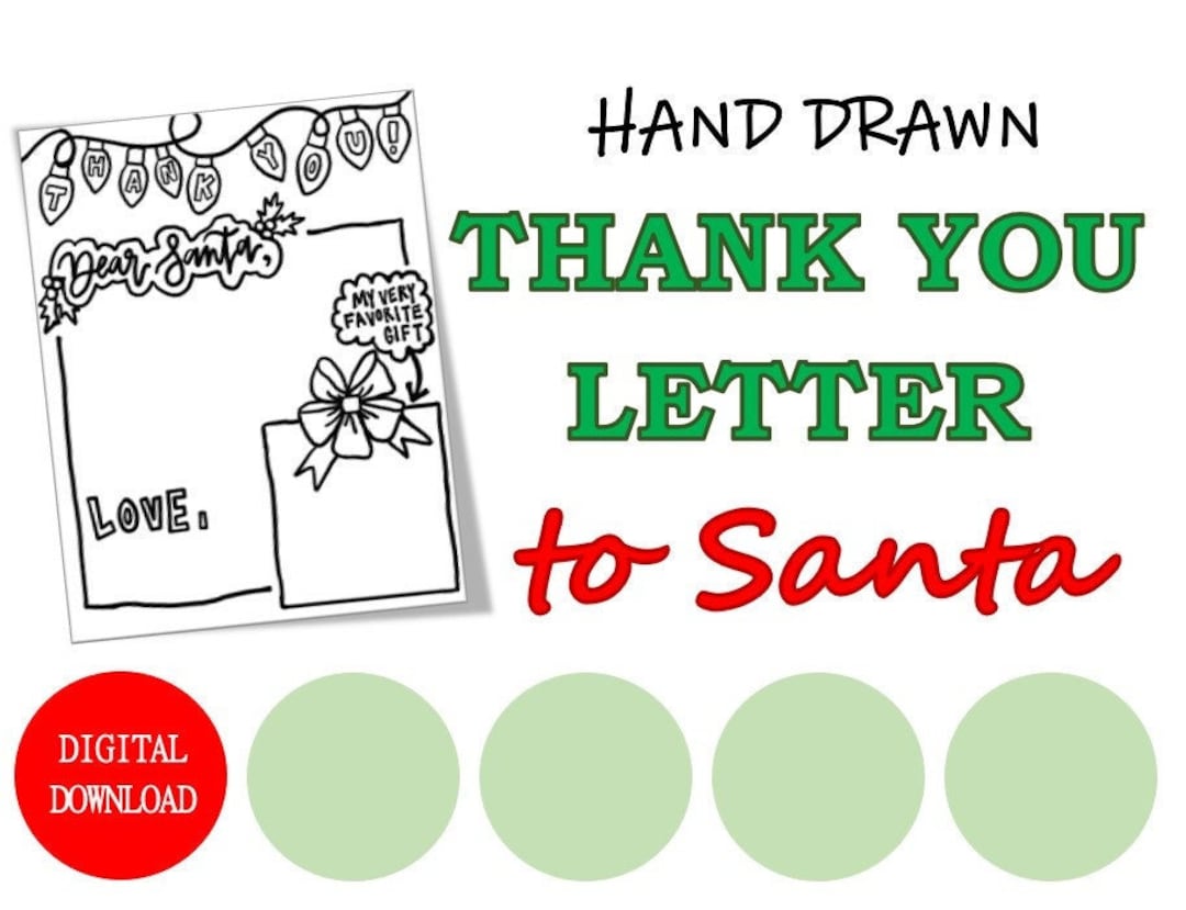 Santa THANK YOU Letter, Thank You Santa, Thank You Note to SANTA, Color ...