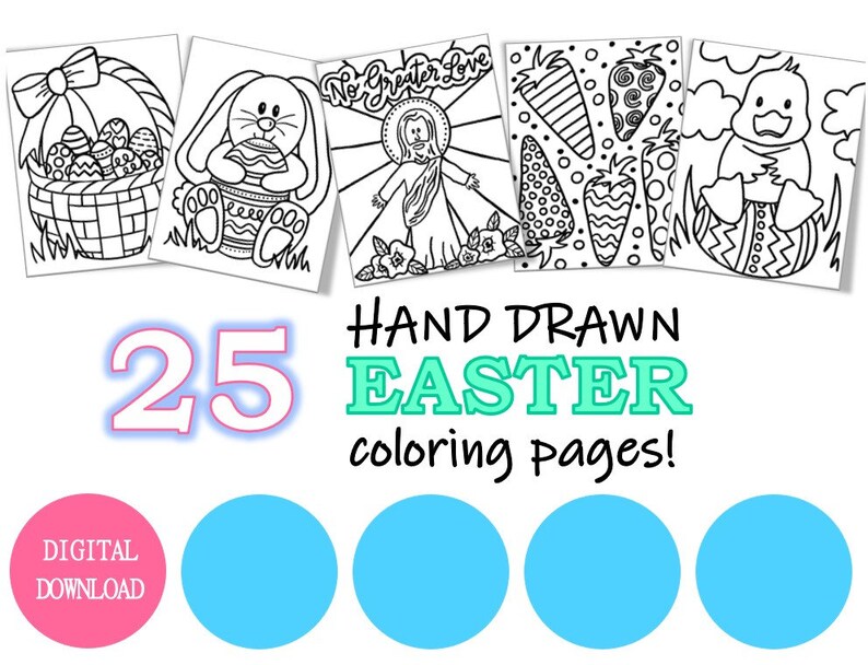 25 EASTER Digital Download COLORING Sheets for KIDS, Easter Activities ...