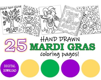 Mardi Gras Coloring Sheets - Etsy