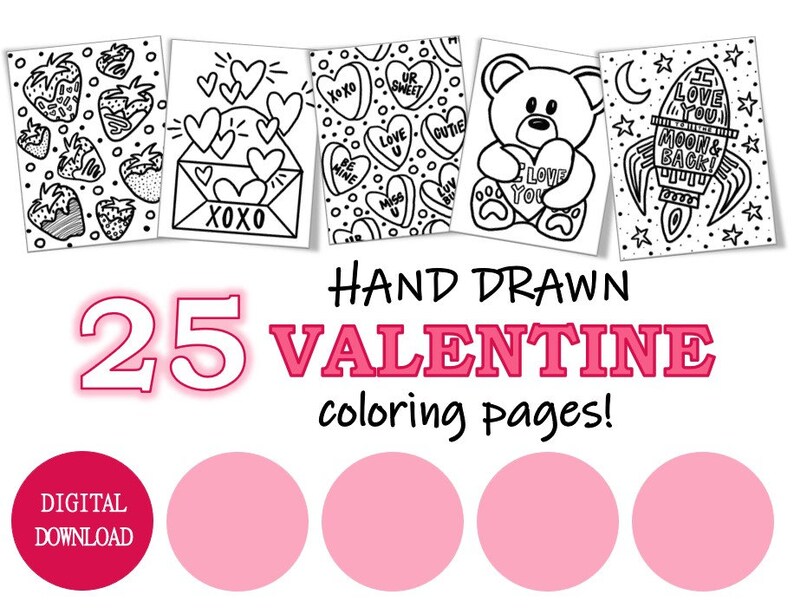 25 VALENTINE'S DAY DIGITAL Download, Coloring Sheets, Valentine's Day ...