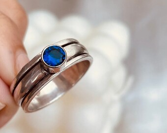 Sapphire Spinner Ring - Etsy