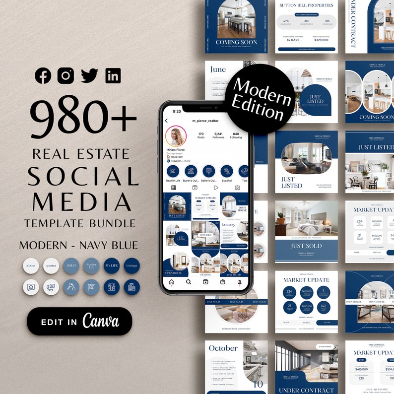 Real Estate Social Media Posts and Stories Highlight Cover - Etsy