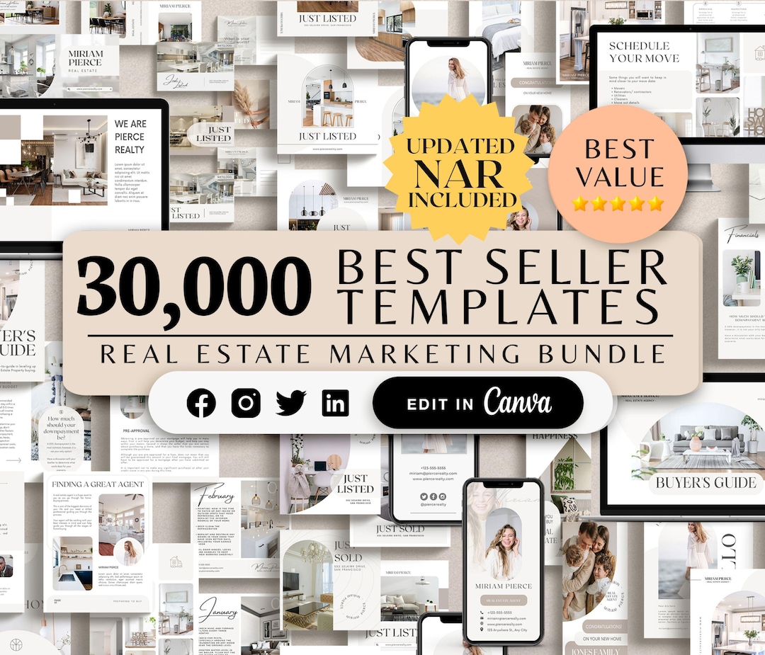 30,000 Real Estate Templates, Real Estate Social Media Instagram Bundle ...