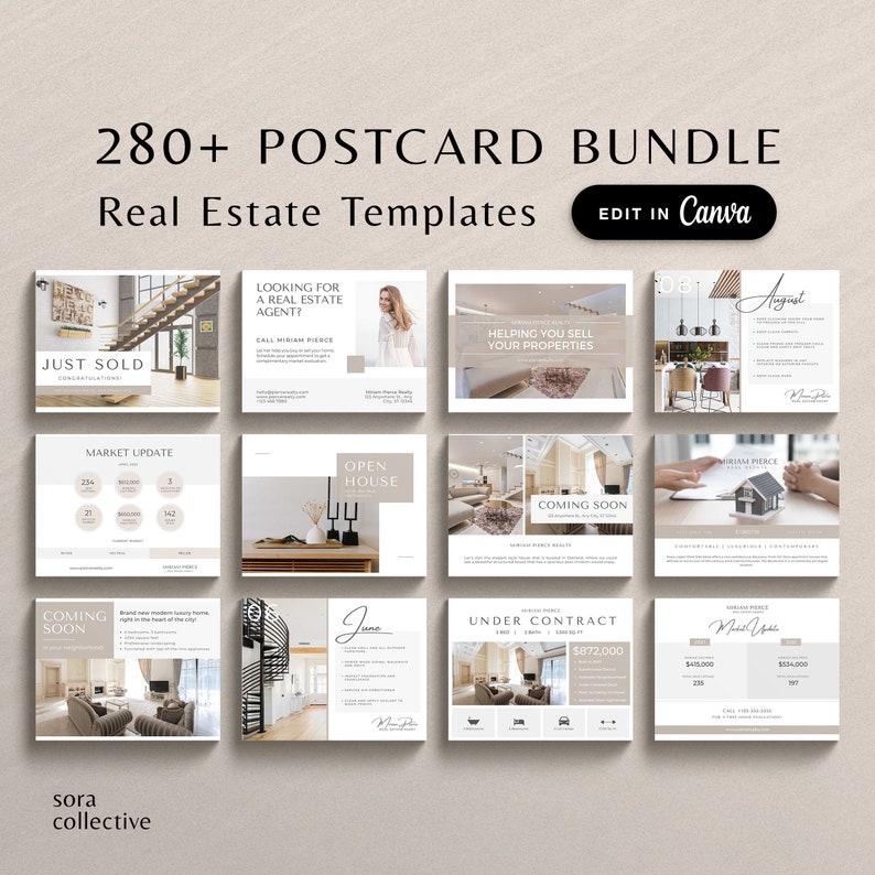 Real Estate Postcard Bundle Template Editable Canva - Etsy