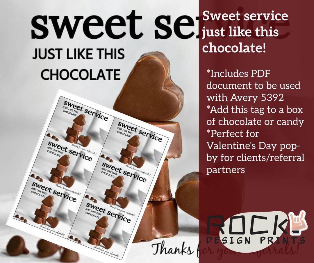 Printable Referral/thank You Tag Perfect for Valentines Day/chocolate ...