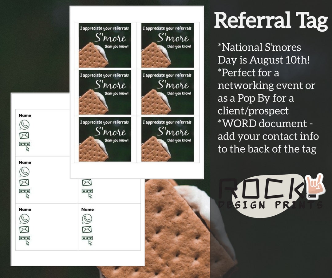 Printable Referral Tags | Editable | Pop by Tags | Networking Gift Tags ...