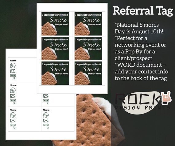 Printable Referral Tags Editable Pop by Tags Networking - Etsy