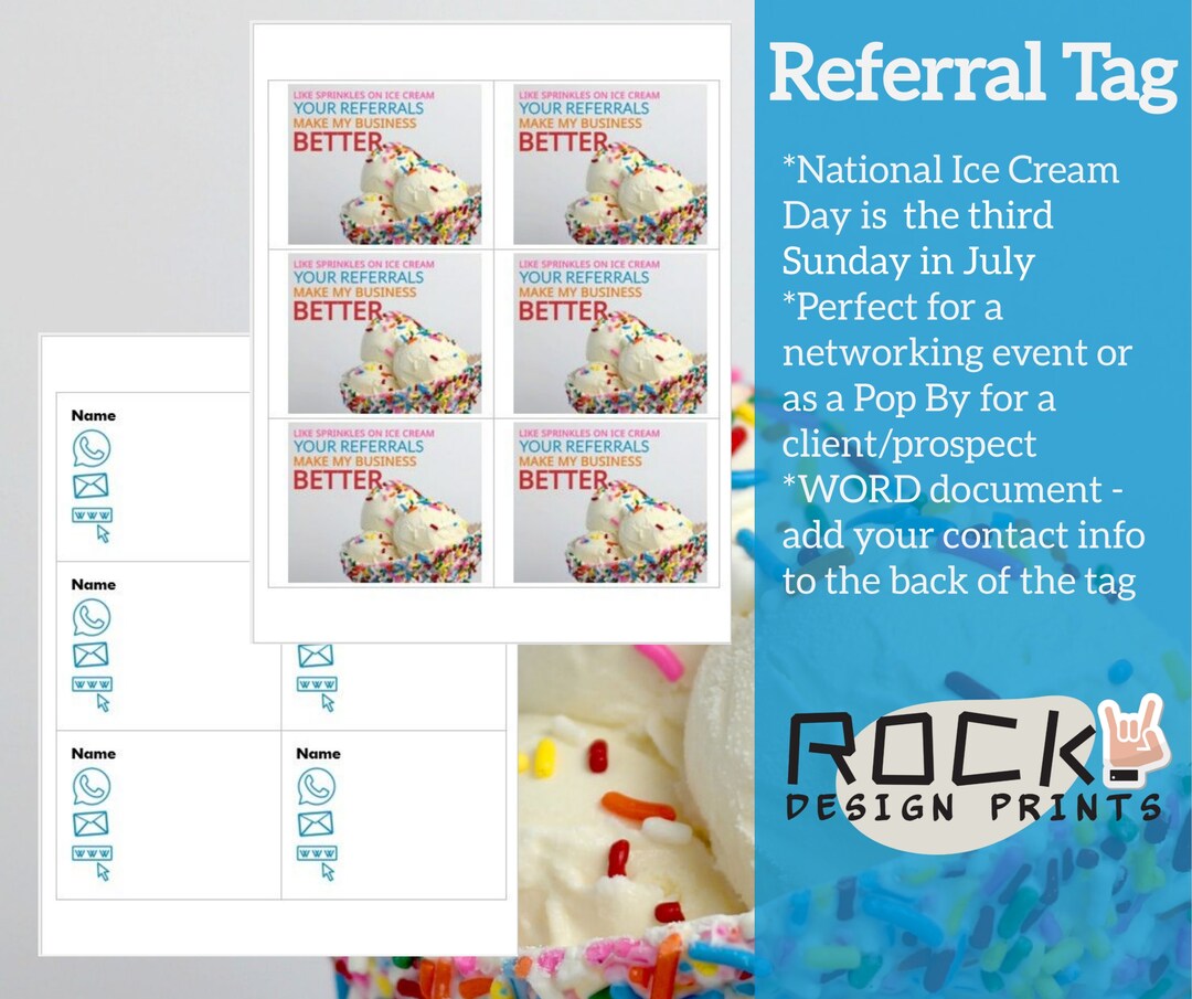 Printable Referral Tags | Editable | Pop by Tags | Networking Gift Tags ...