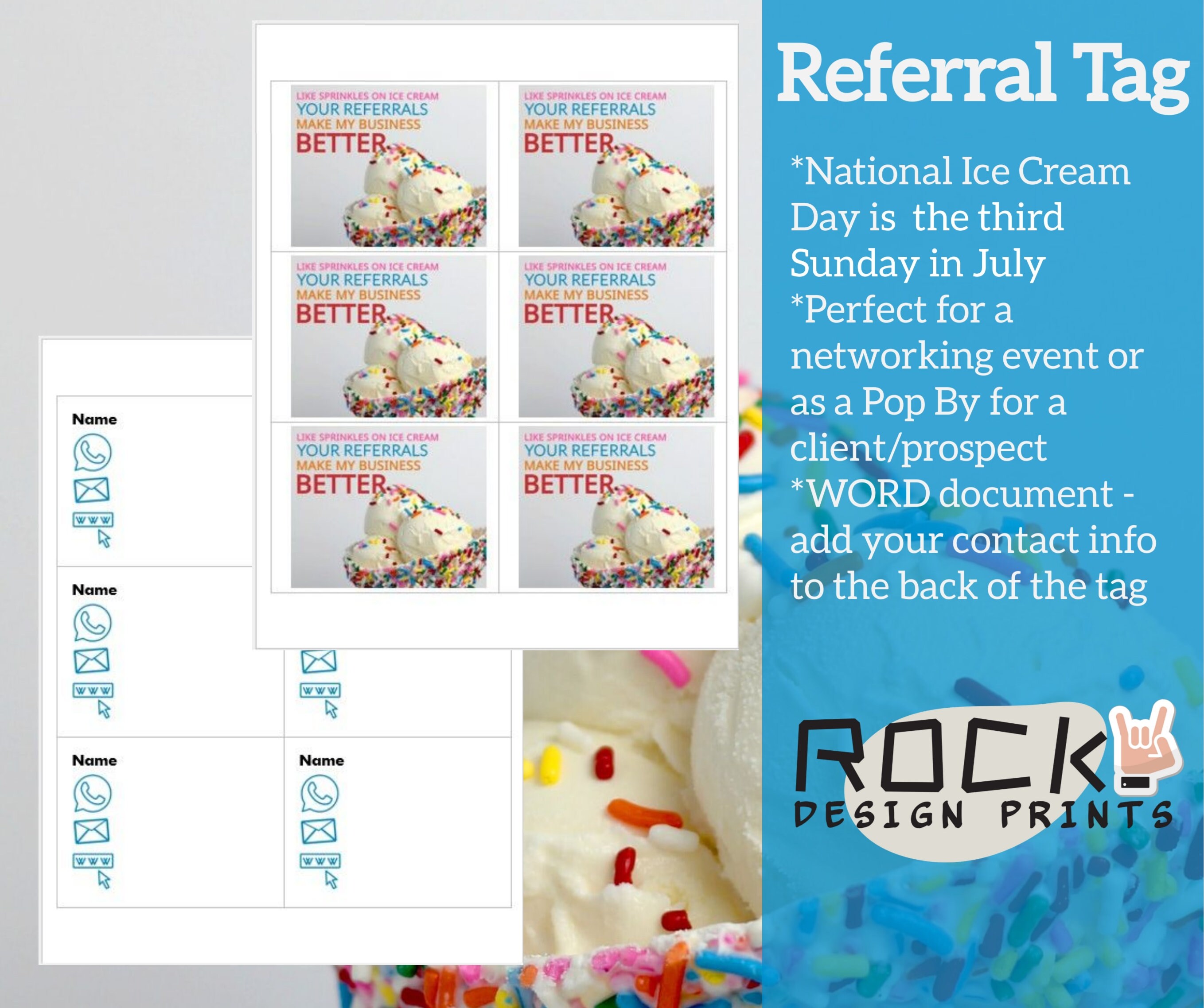 Printable Referral Tags | Editable | Pop by Tags | Networking Gift Tags ...