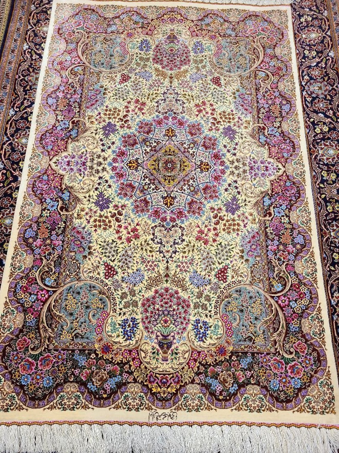 Persian Handmade Silk Signed Rug - Etsy