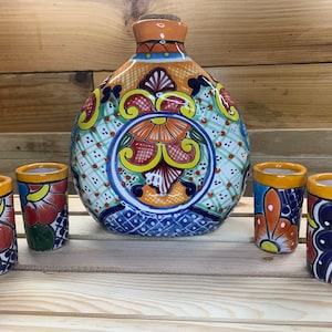 Ceramic Talavera Colorful Liquor Tequila Drink Set Decanter - Etsy