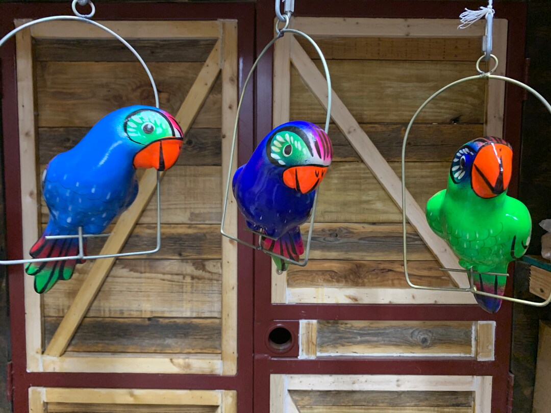NEW Set of 3 Talavera Exotic Birds Parrot Toucan Swing Hanging Handmade ...