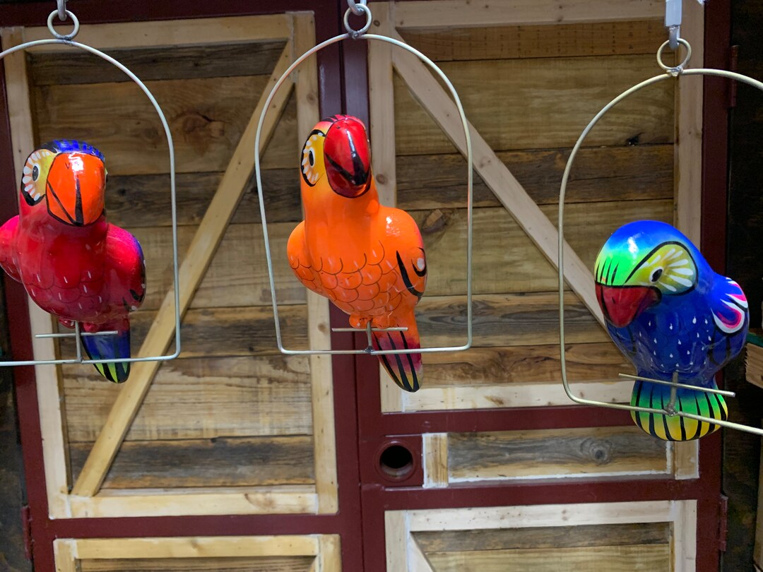 NEW Set of 3 Talavera Exotic Birds Parrot Toucan Swing Hanging Handmade ...