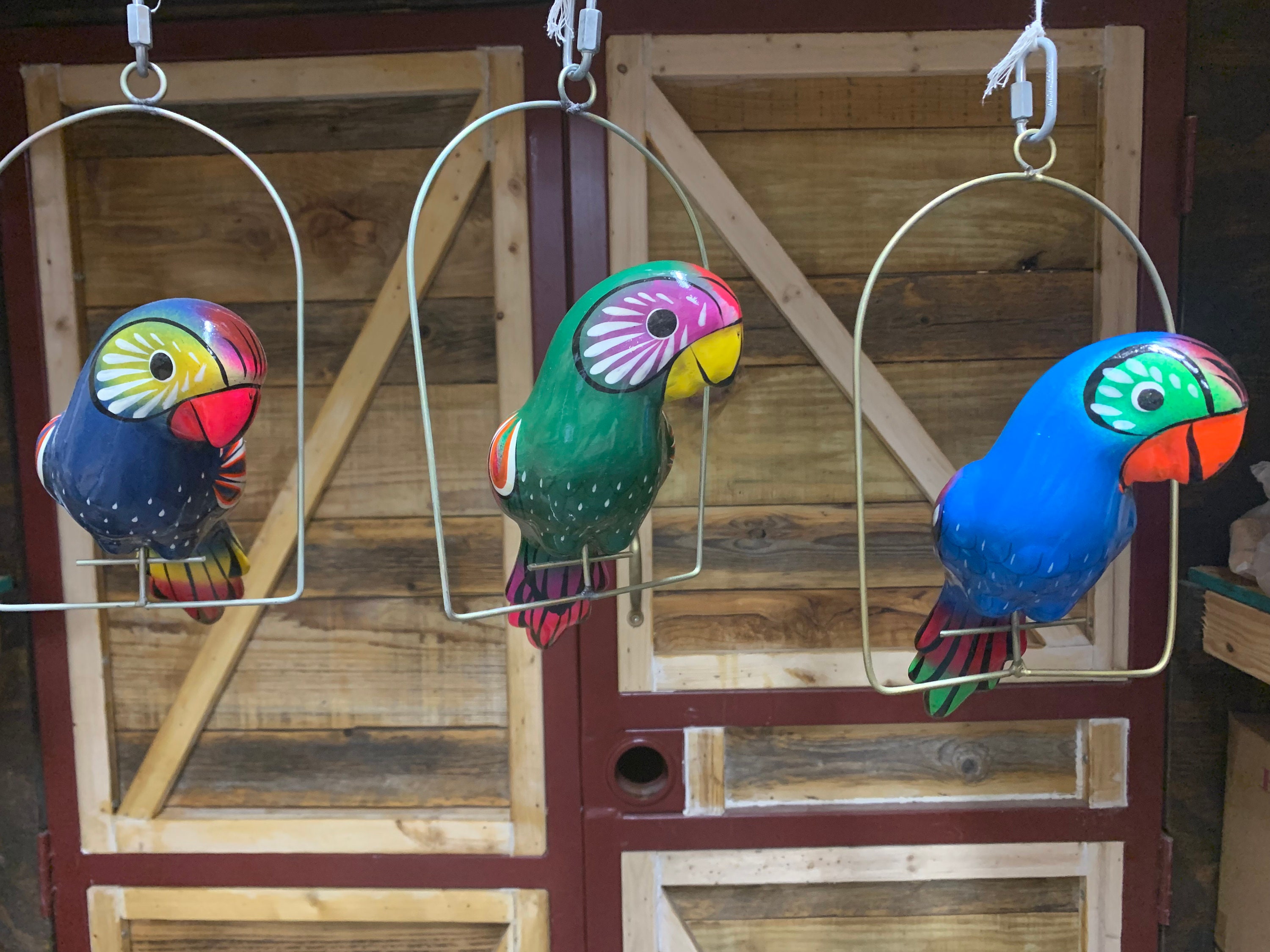 NEW Set of 3 Talavera Exotic Birds Parrot Toucan Swing Hanging Handmade ...