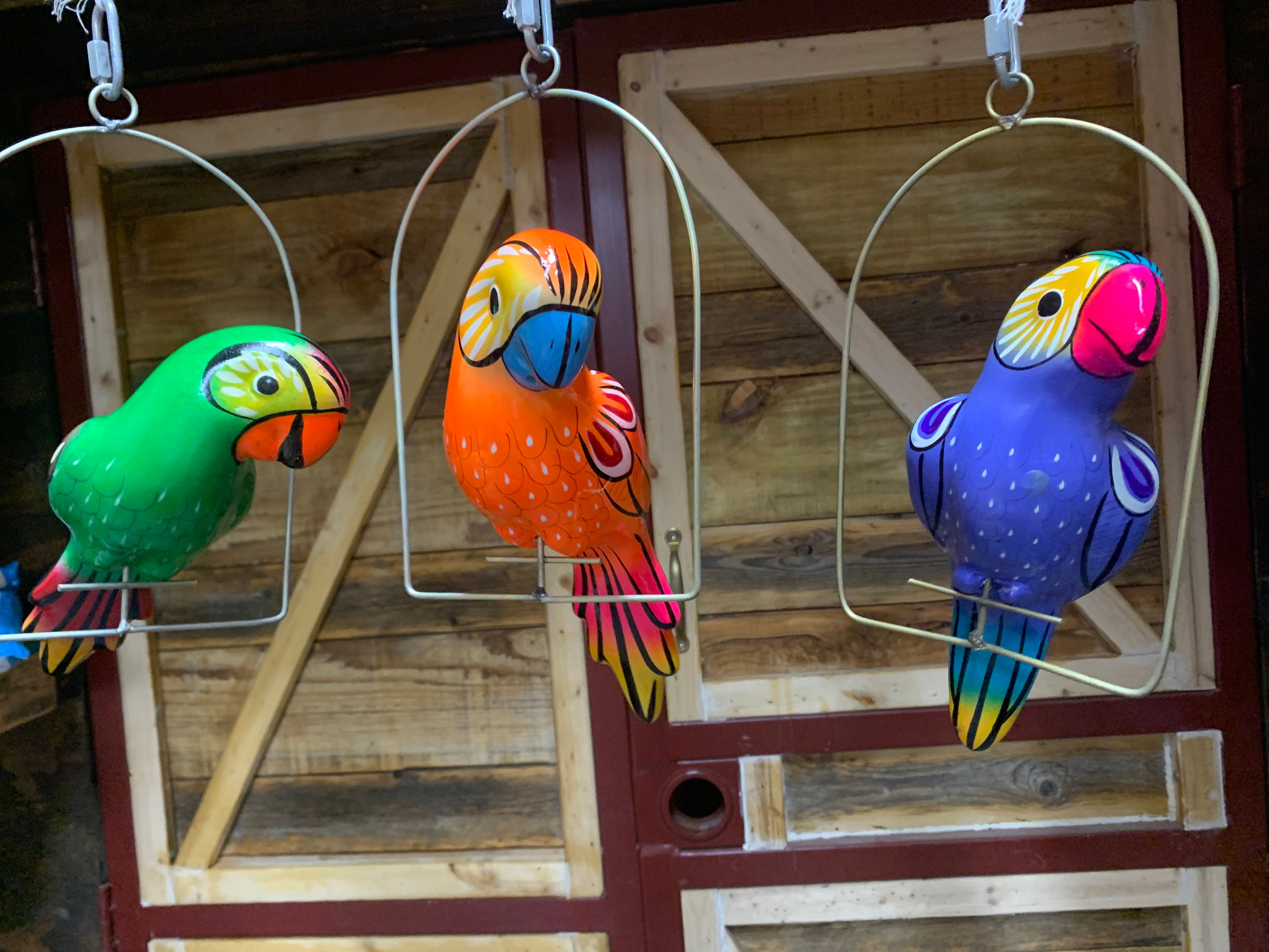 NEW Set of 3 Talavera Exotic Birds Parrot Toucan Swing Hanging Handmade ...