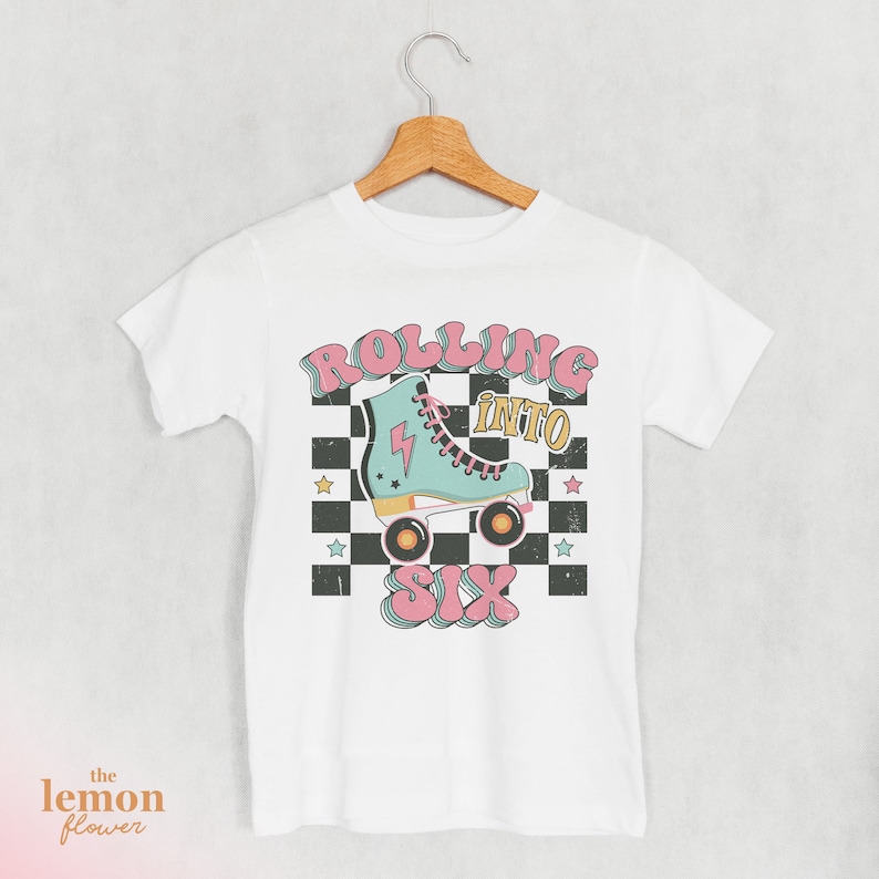 Rolling Into Six Tee, Roller Skate Shirt, 6th Birthday Shirt, Gift for ...