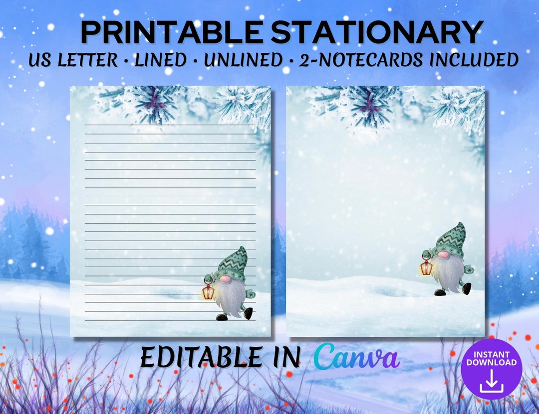 Printable Stationary Paper | Writing Paper | Notecard | Instant ...