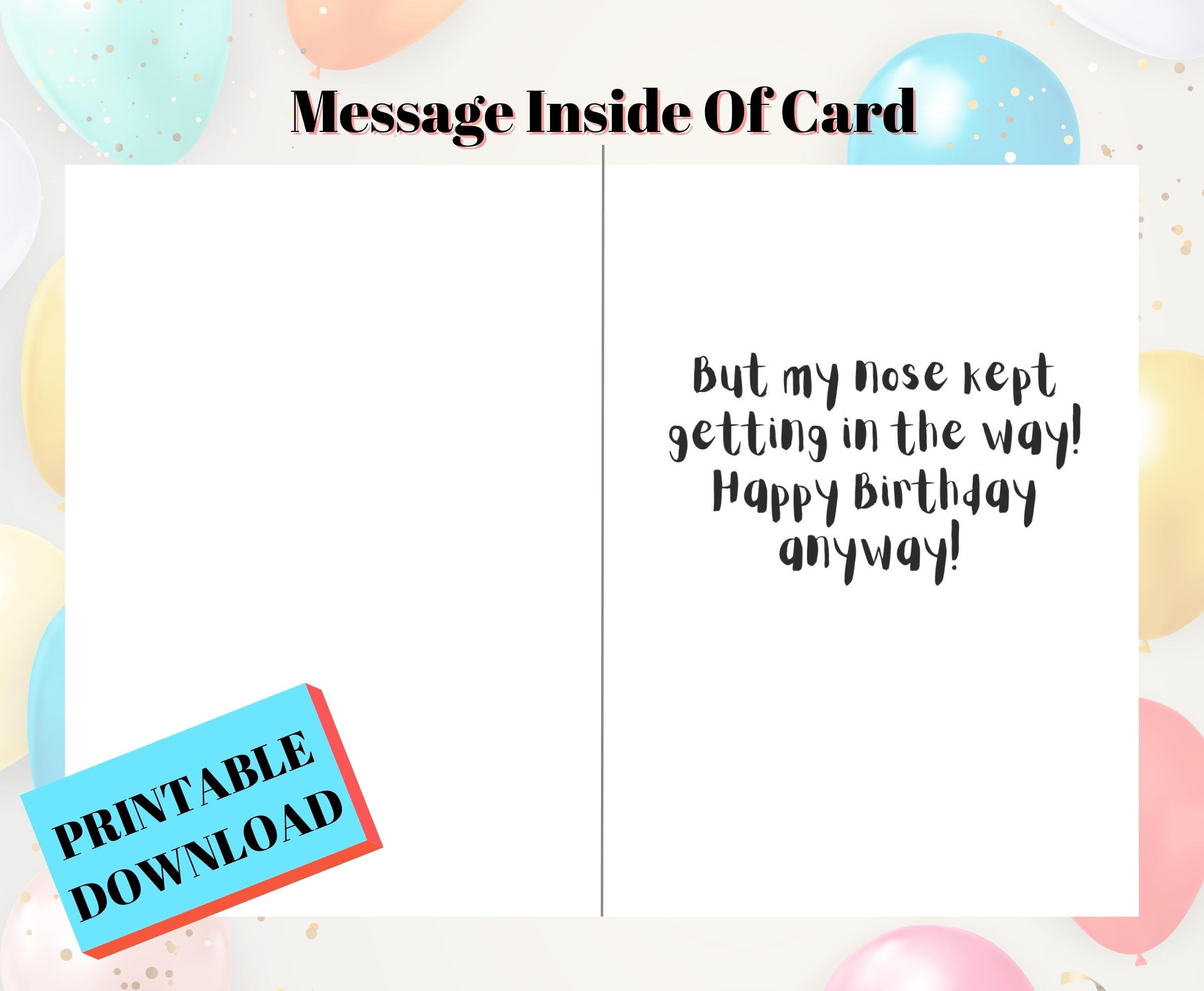 Printable Birthday Card | Message Inside | Instant Download | Funny ...