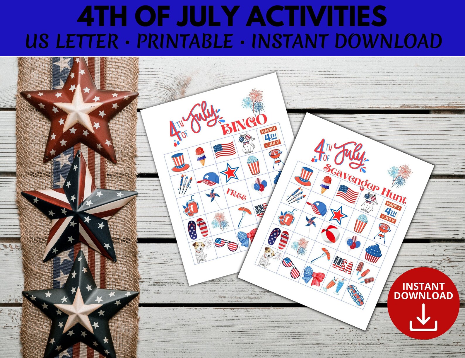 4th of July Printables | Scavenger Hunt | Bingo | Coloring Pages - Etsy