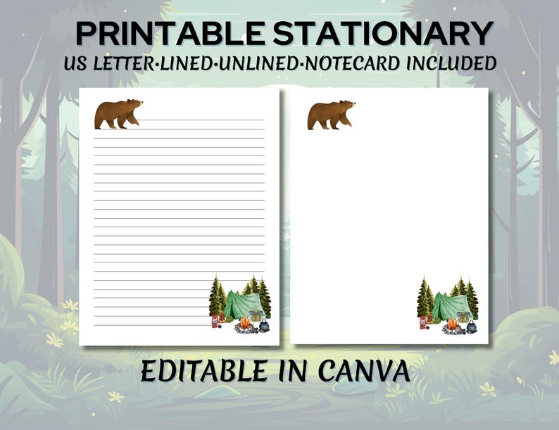 Printable Stationary Paper | Writing Paper | Notecard | Instant ...