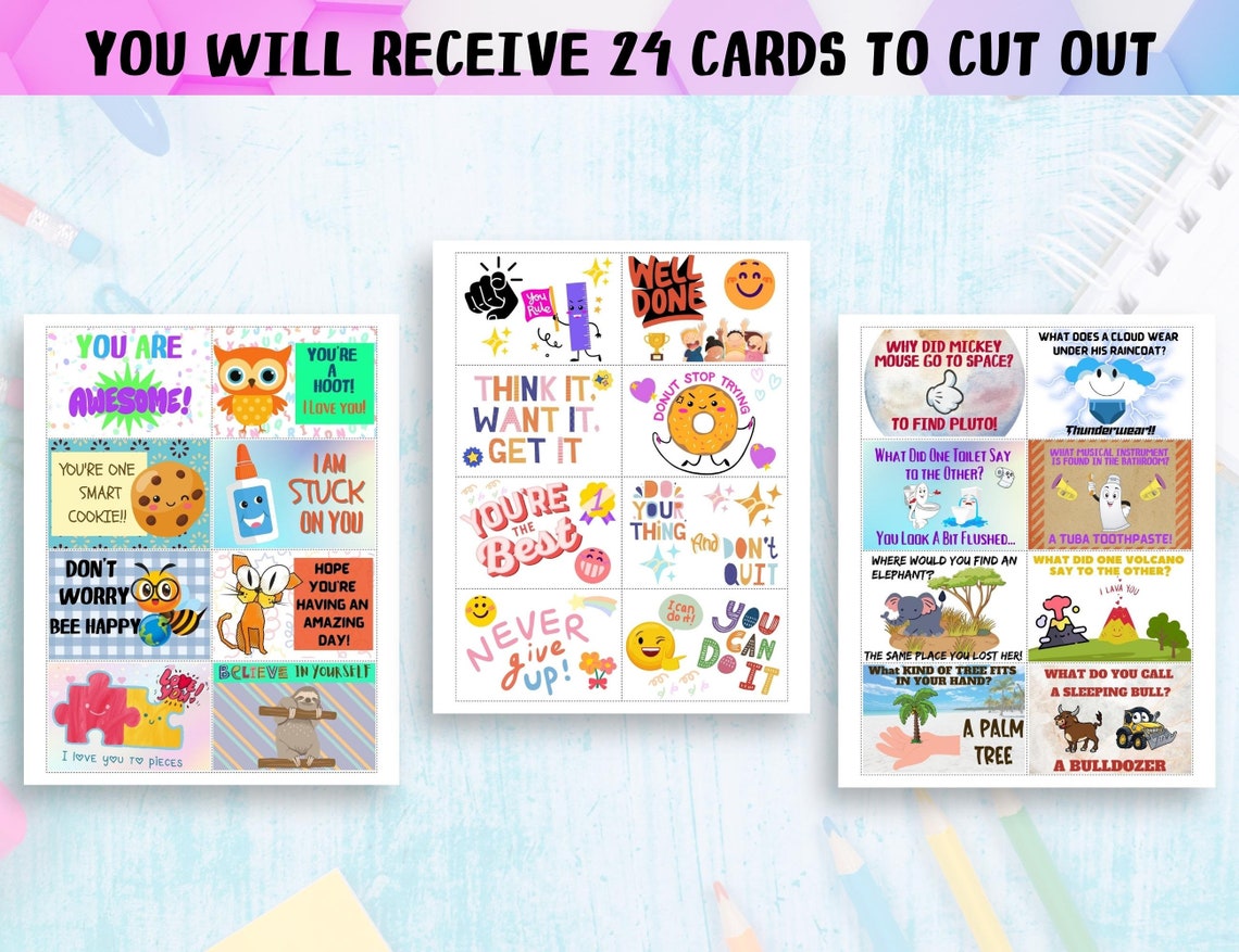 Kids Printable Lunchbox Notes and Jokes Kindness Notes - Etsy