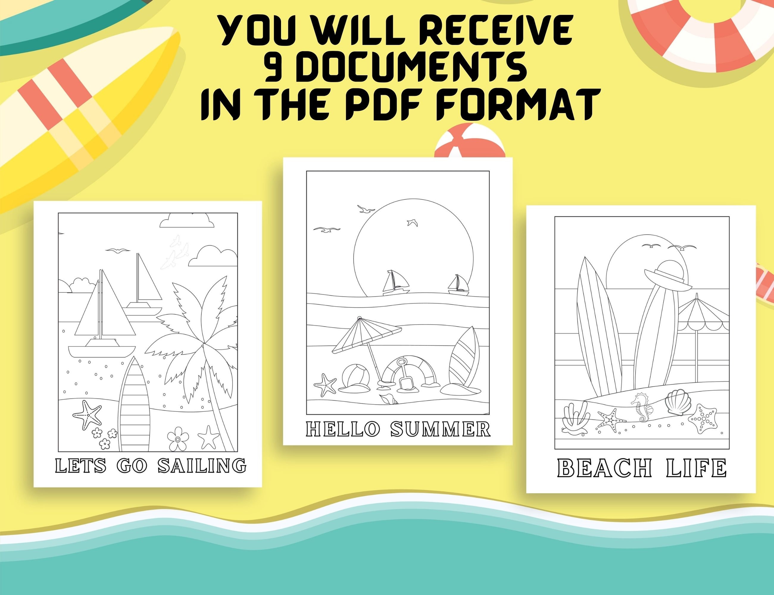 Summer Coloring Pages | 9 Printable Coloring Pages | Summer Activity ...