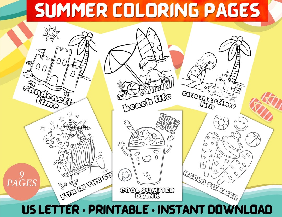 Summer Coloring Pages | 9 Printable Coloring Pages | Summer Activity ...