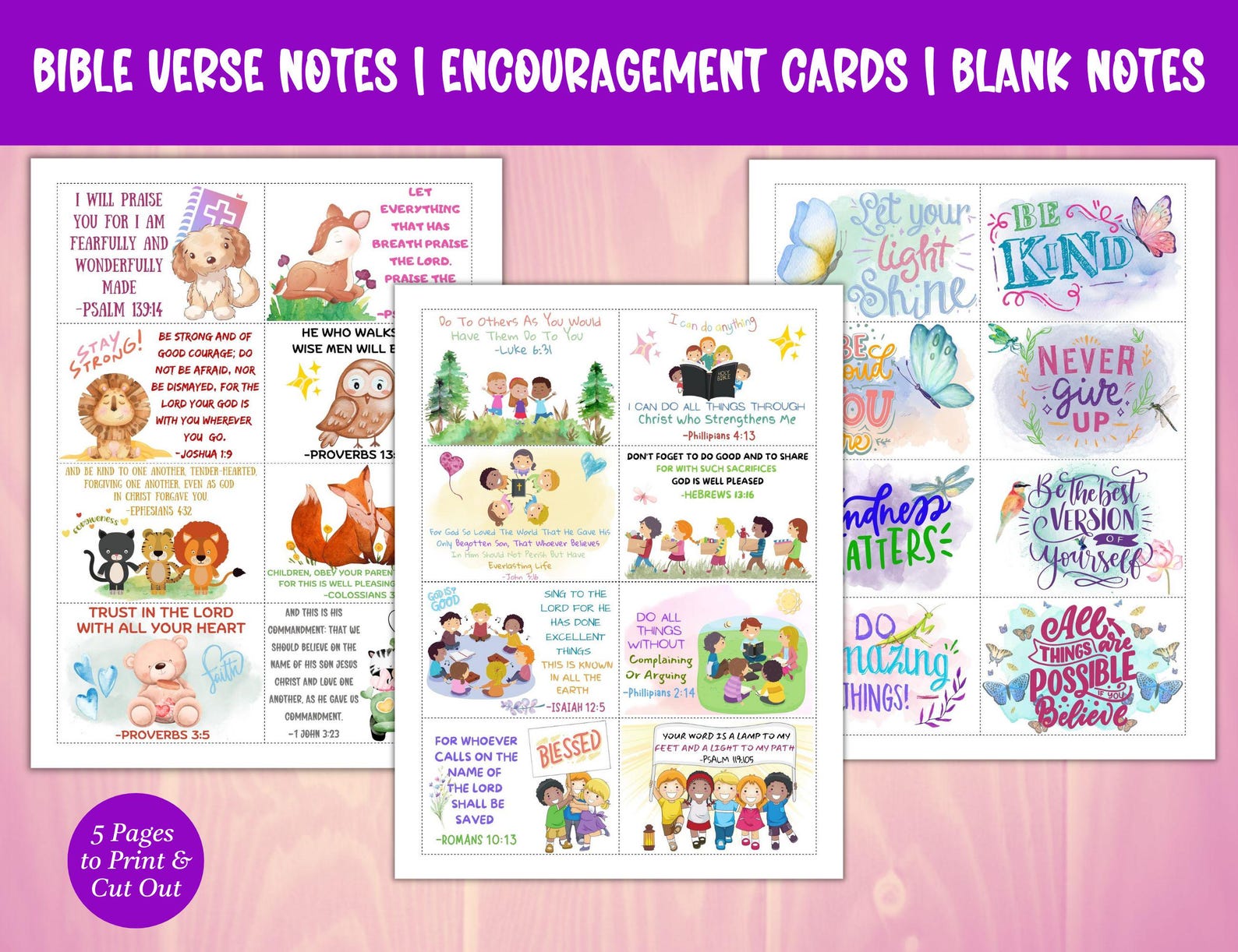 Kids Printable Bible Verse Notes | Scripture Cards | Encouragement ...