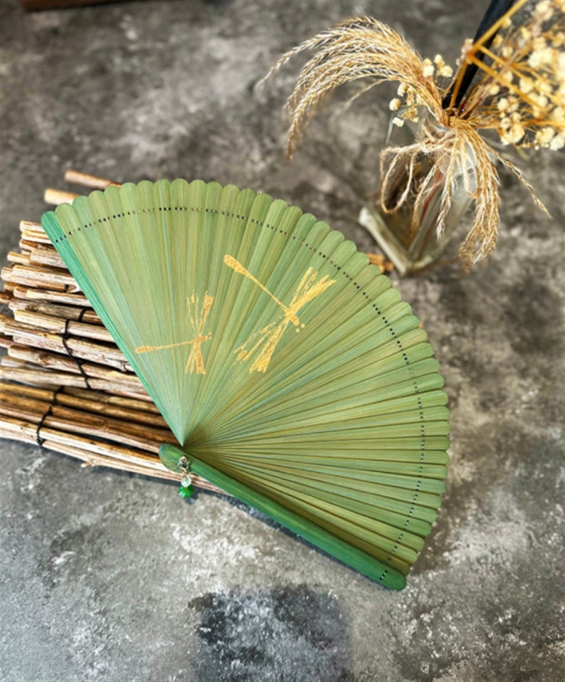 Dragonfly Carved Bamboo Hand Fan Chinese Art Hanfu Folding - Etsy