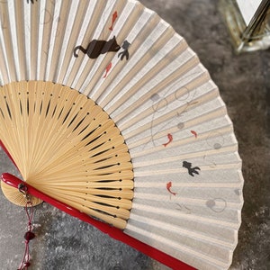Funny Cat & Goldfish Hand Fan Cute Japanese Bamboo Held Fan - Etsy