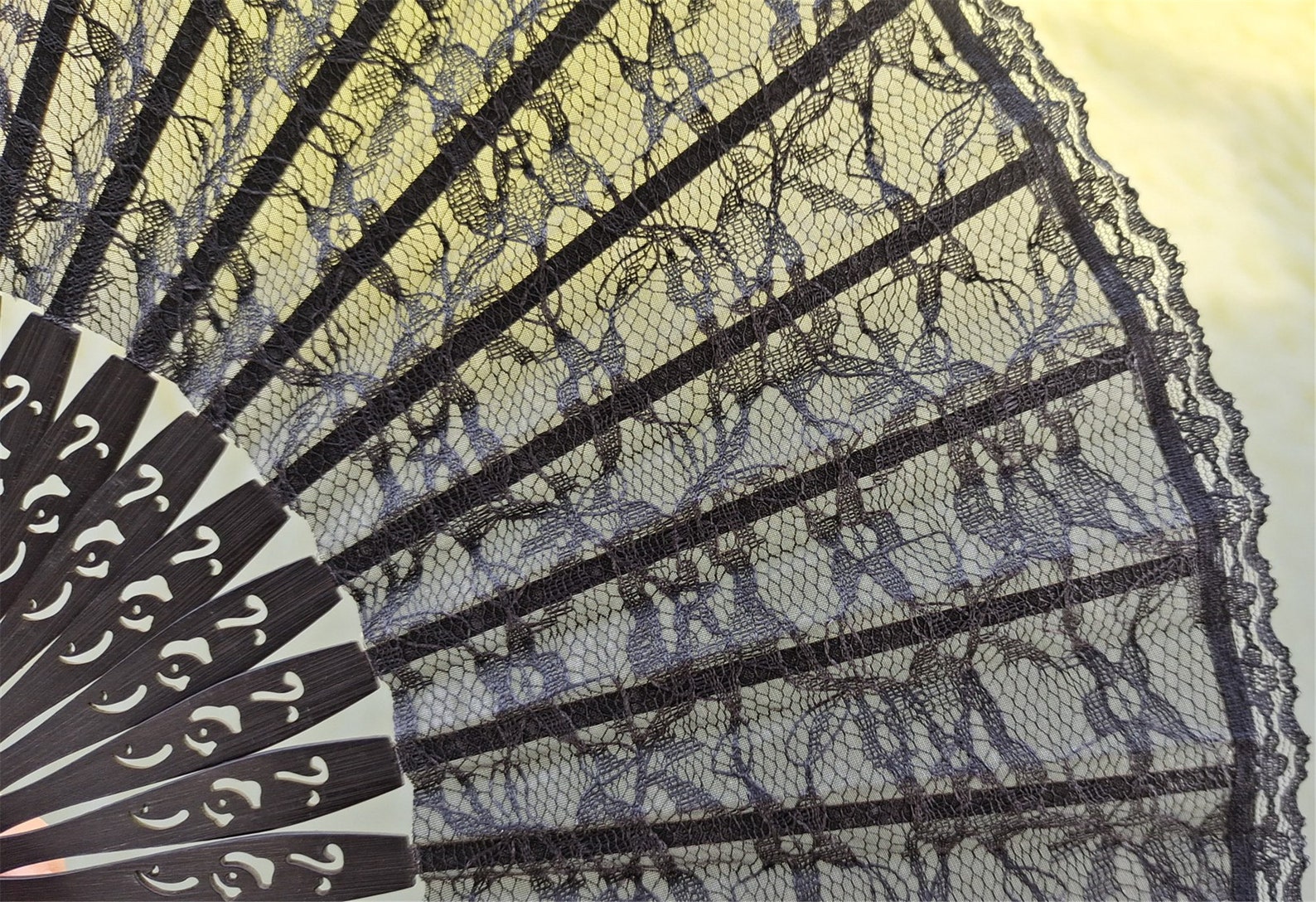 Black Lace Bamboo Hand Fan Wedding Black Lace Hand Fan - Etsy
