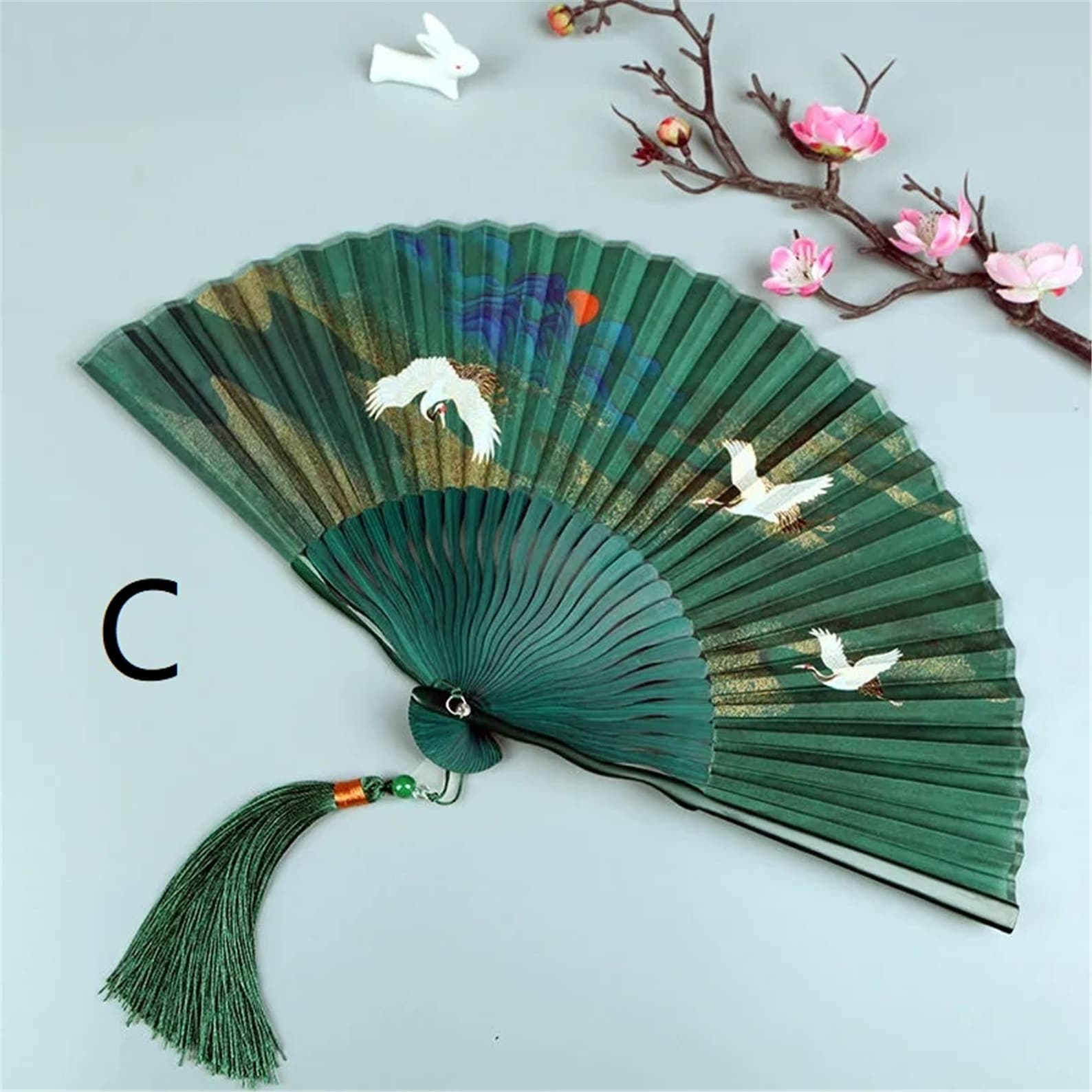 Mountain Sunset Folding Fan Elegant Crane Folding Fan - Etsy