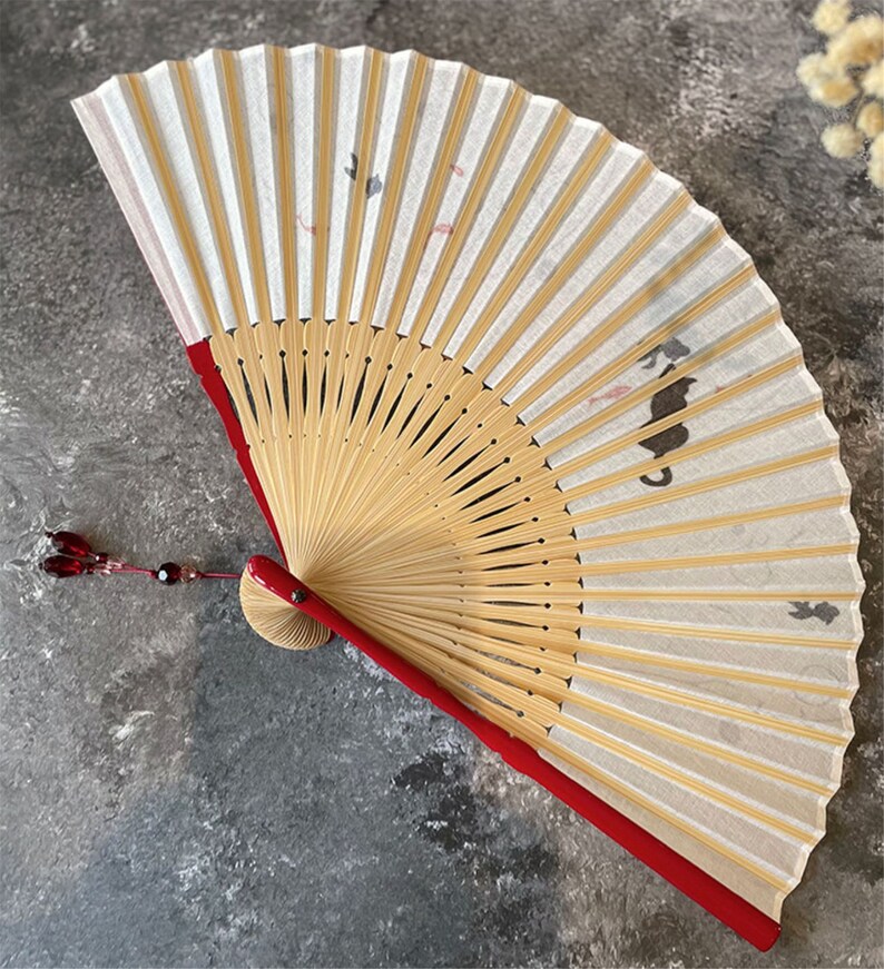 Funny Cat & Goldfish Hand Fan Cute Japanese Bamboo Held Fan - Etsy