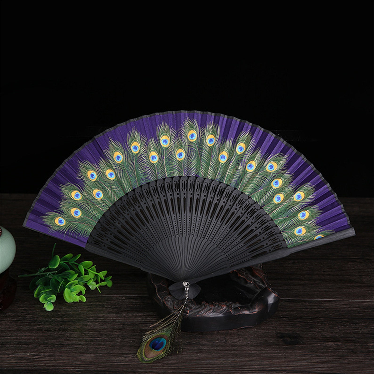 Peacock Printed Hand Fan Antique Red Folding Hand Fan - Etsy