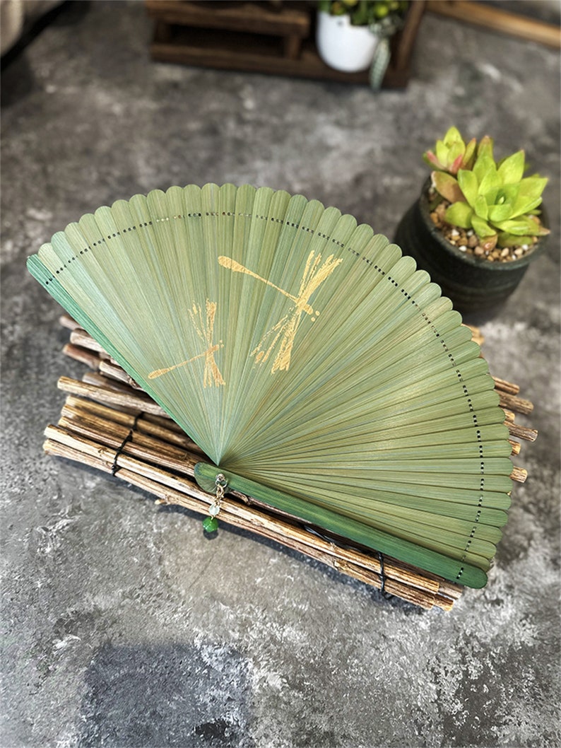 Dragonfly Carved Bamboo Hand Fan Chinese Art Hanfu Folding - Etsy