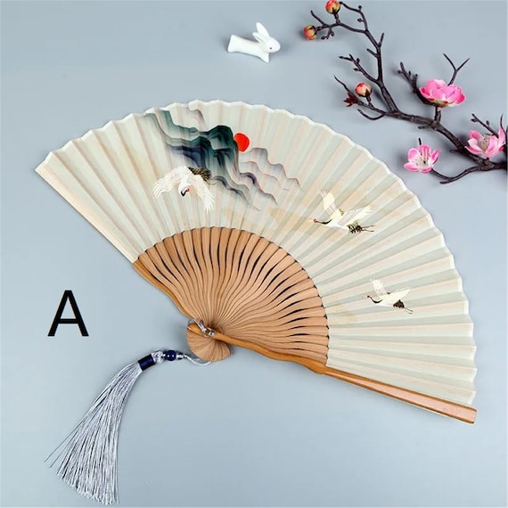 Mountain Sunset Folding Fan Elegant Crane Folding Fan - Etsy