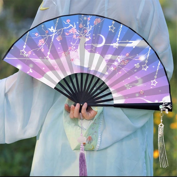 Cloud Moon Elk Folding Hand Fan Fairyland Ancient China - Etsy