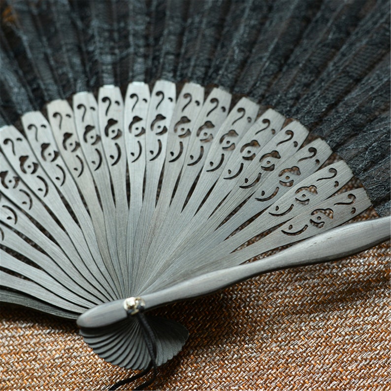 Black Lace Bamboo Hand Fan Wedding Black Lace Hand Fan - Etsy