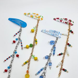 Hair Clips With Beaded Dangle Chain | Hair Accessories | Hair Clips ...
