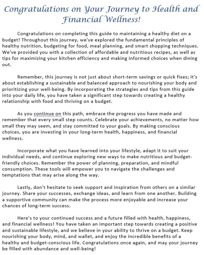 Smart Nutrition on a Budget: Eat Well, Spend Less - Etsy