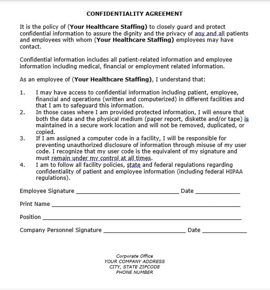 Confidentiality Agreement Template - Etsy