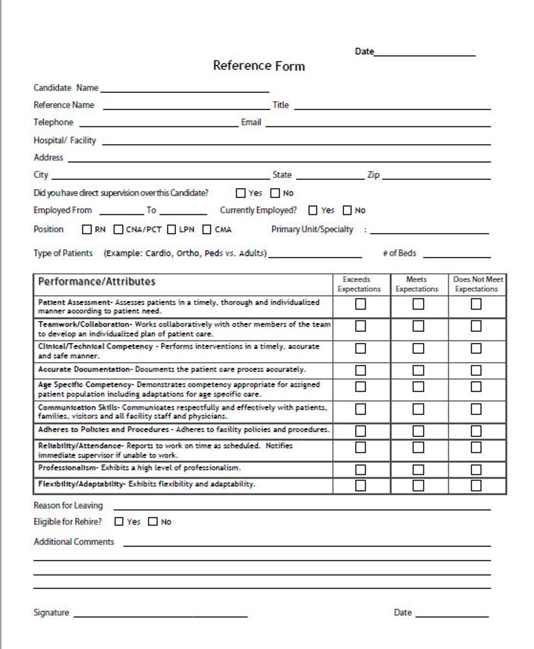 Reference Form Template - Etsy
