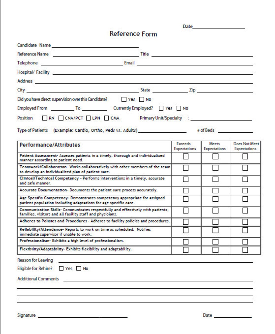 Reference Form Template - Etsy