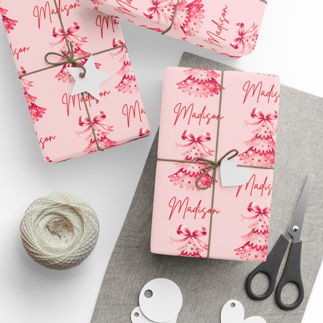 Custom Name Wrapping Paper | Christmas Trees Wrapping Paper | Holiday ...