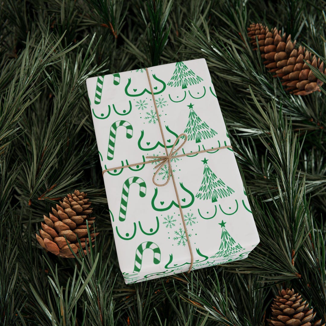 Funny Boob Joke Wrapping Paper | Novelty Holiday Christmas Wrapping ...