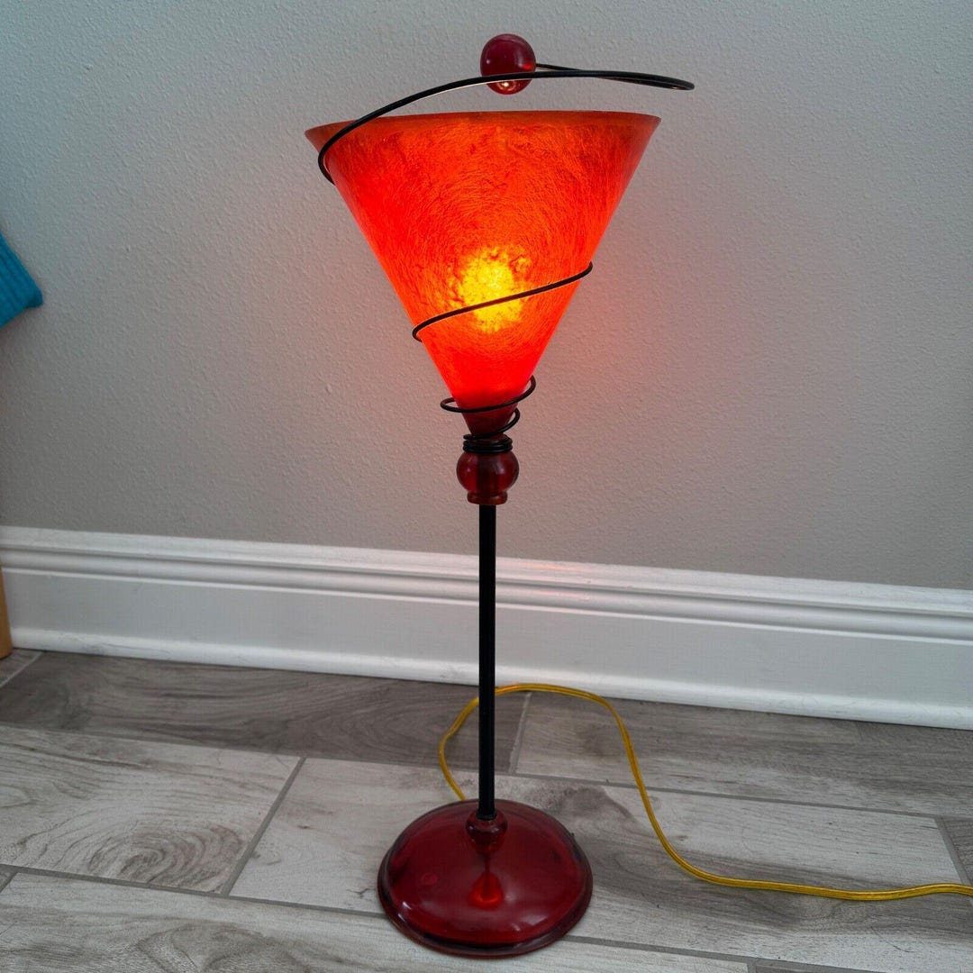 Vintage Berman Red Orange Martini Lamp Bar Lamp Cocktail Retro Modern ...
