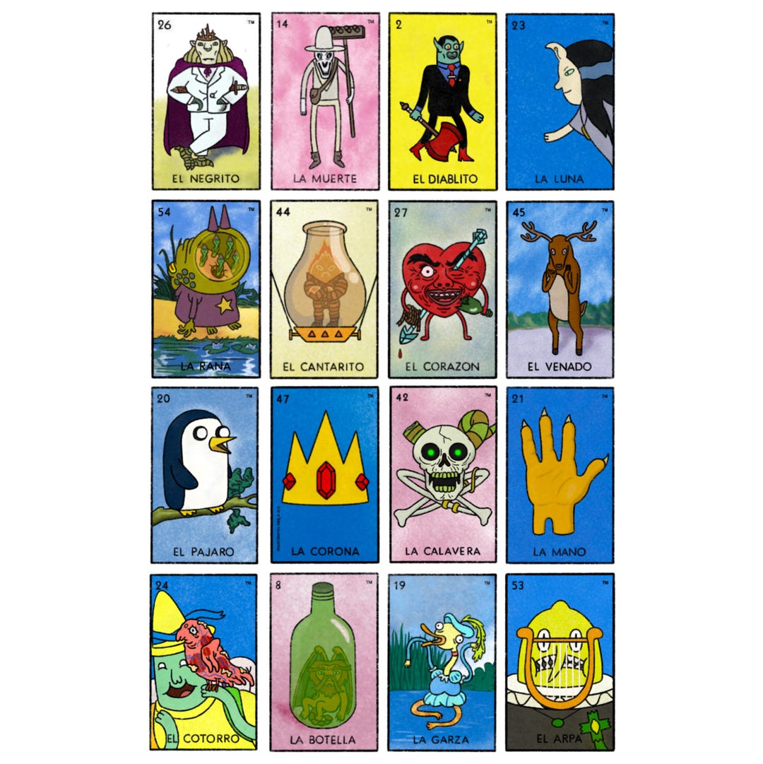 Adventure Time Loteria Card - Bad Dudes Digital Download - Etsy