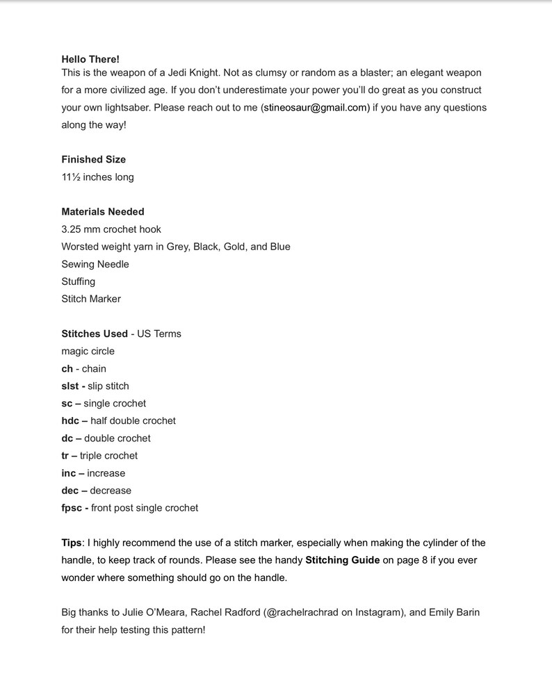 Skywalker Lightsaber Crochet Pattern Star Wars Crochet - Etsy