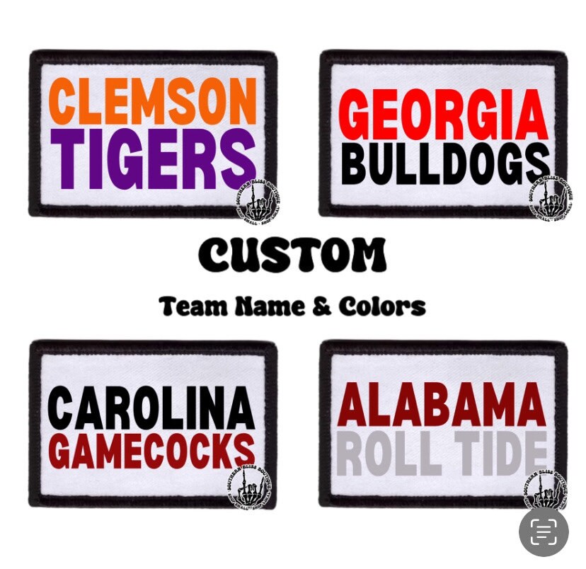 Custom Team Name & Colors Rectangle or Round Trucker Hat Bar Iron on ...